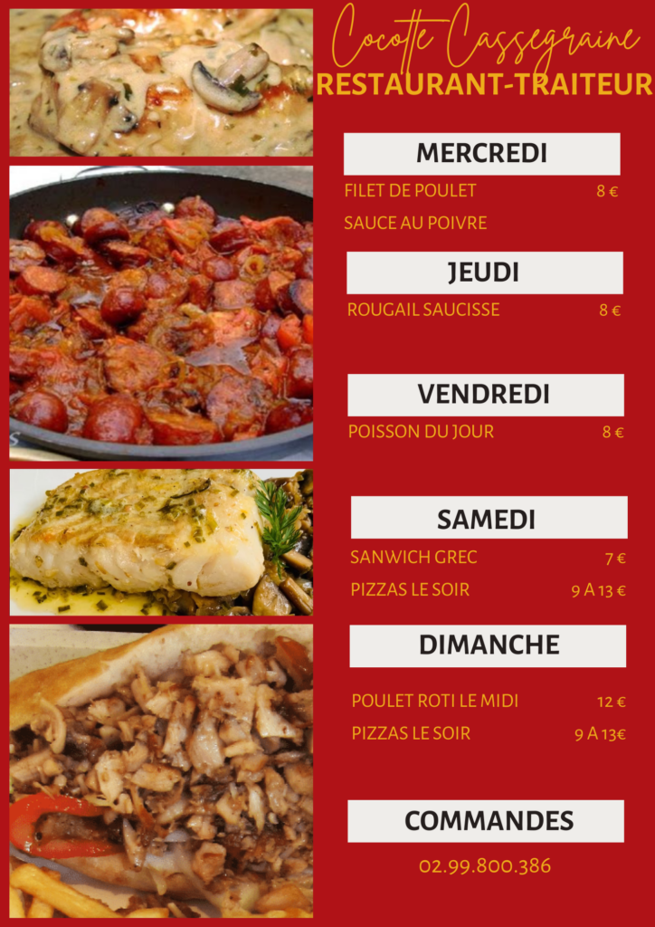 Nos menus - Cocotte Cassegraine
